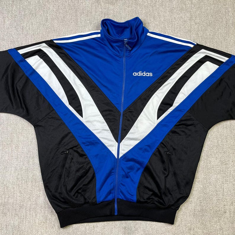 Adidas Originals Tracksuit Top Track Jacket 80s Vintage Oversized Full ...