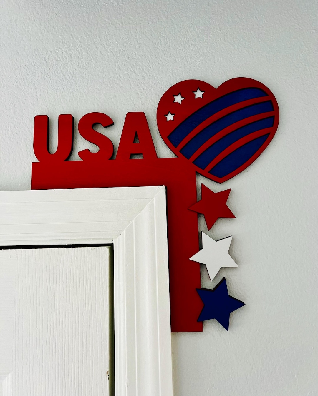 American Flag Patriotic Decor, USA Door Corner Accent, Patriotic Home ...