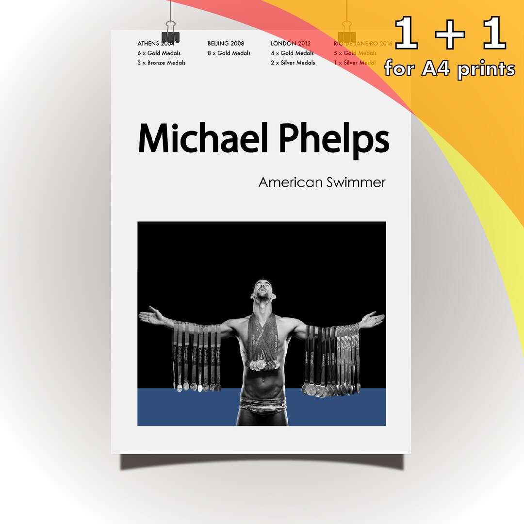 Michael Phelps Digital Minimal Poster - Etsy