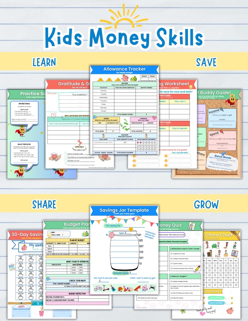 Kids Money Management Toolkit - Financial Literacy Printable: Budget ...