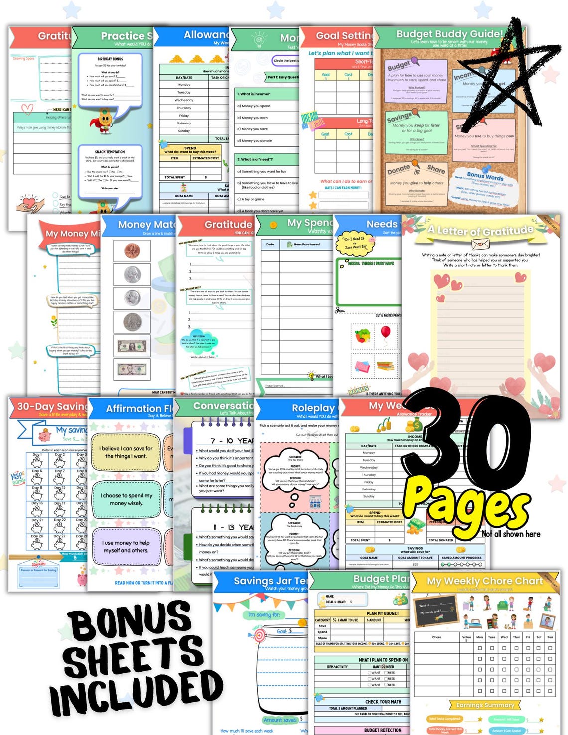 Kids Money Management Toolkit - Financial Literacy Printable: Budget ...