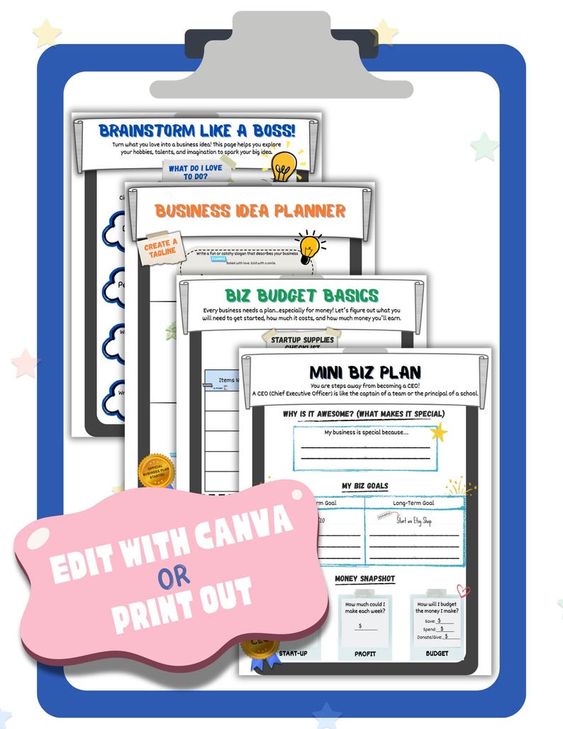 The Young Entrepreneur Toolkit: Printable/editable Business Planner for ...