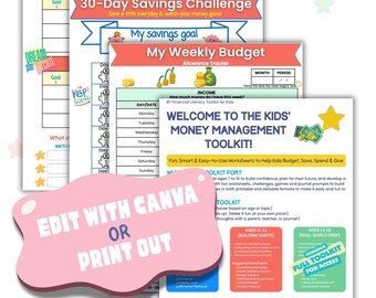 Kids Money Management Toolkit - Financial Literacy Printable: Budget ...