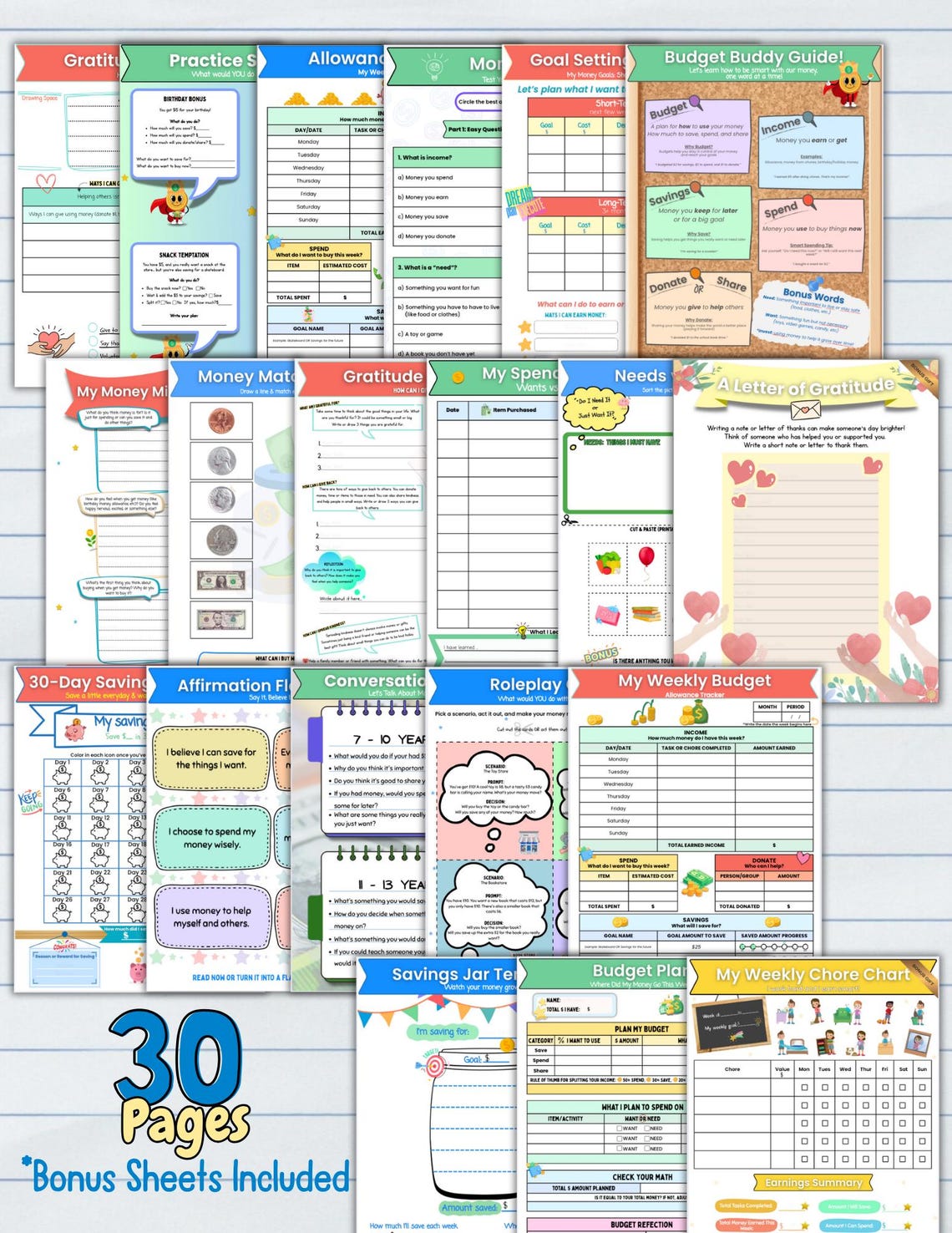 Kids Money Management Toolkit - Financial Literacy Printable: Budget ...