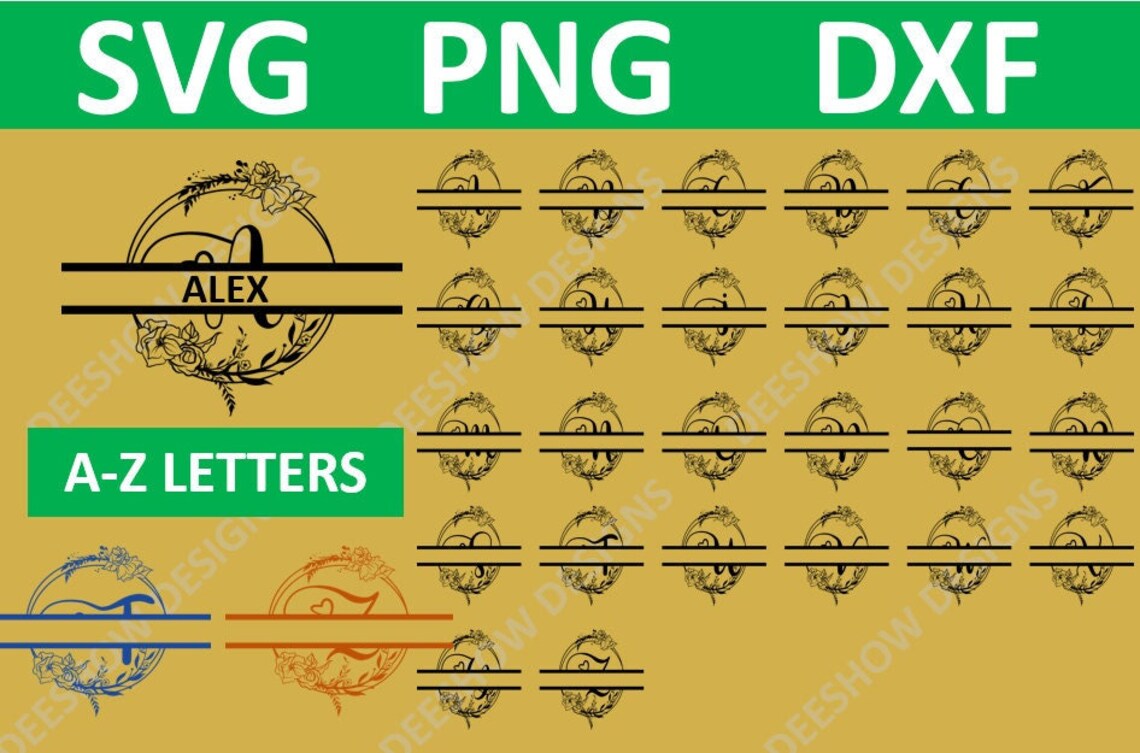 Split Letter Monogram SVG/DXF/PNG, Split Monogram Frame Alphabet ...