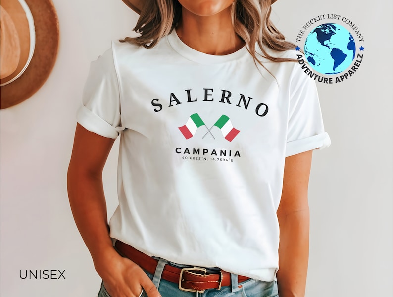 Salerno T-shirt, Salerno Italy, Salerno Shirt, Italy Flag T-shirt ...