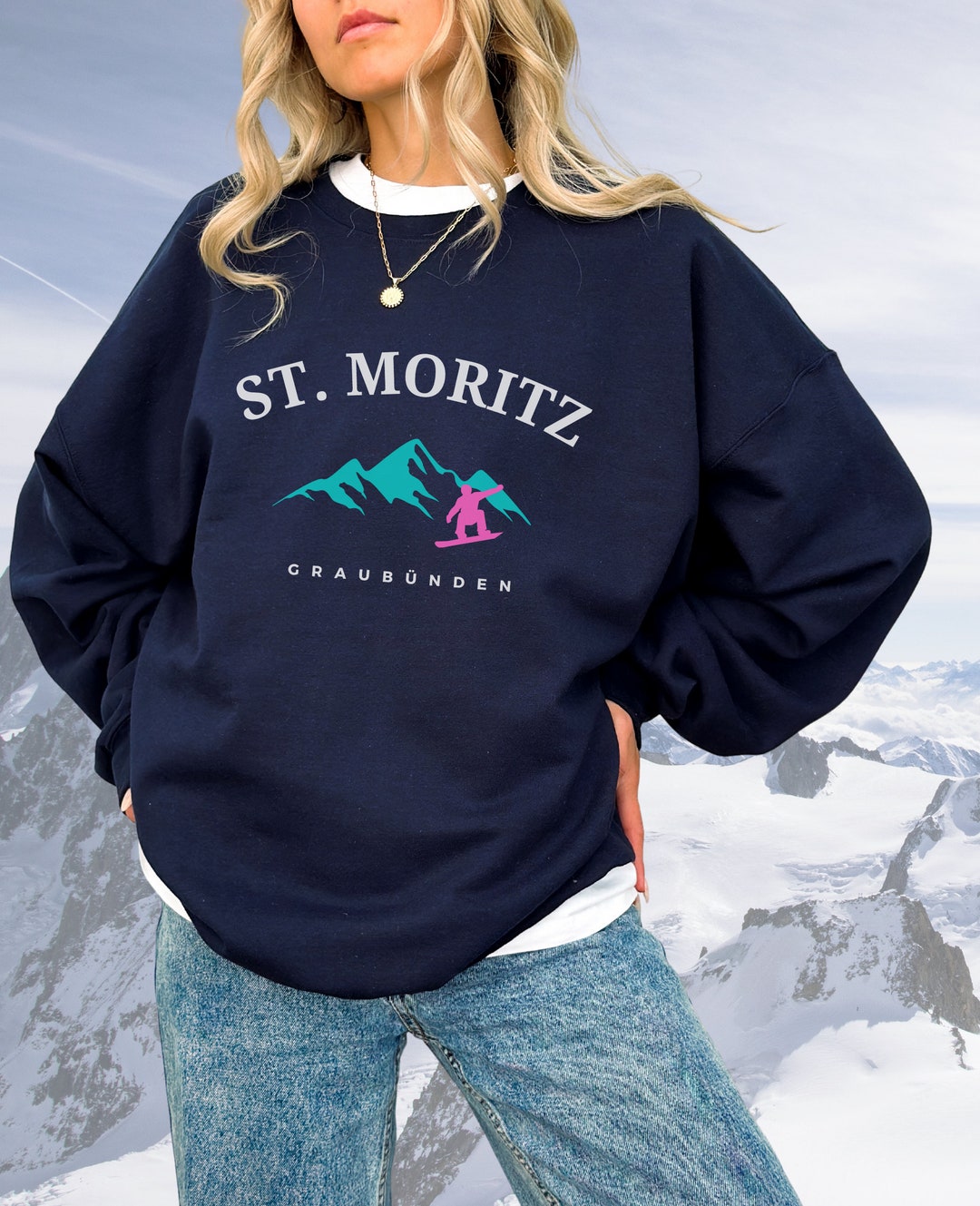 St Moritz Sweatshirt Unisex, Retro Style Saint Moritz Ski Sweatshirt ...