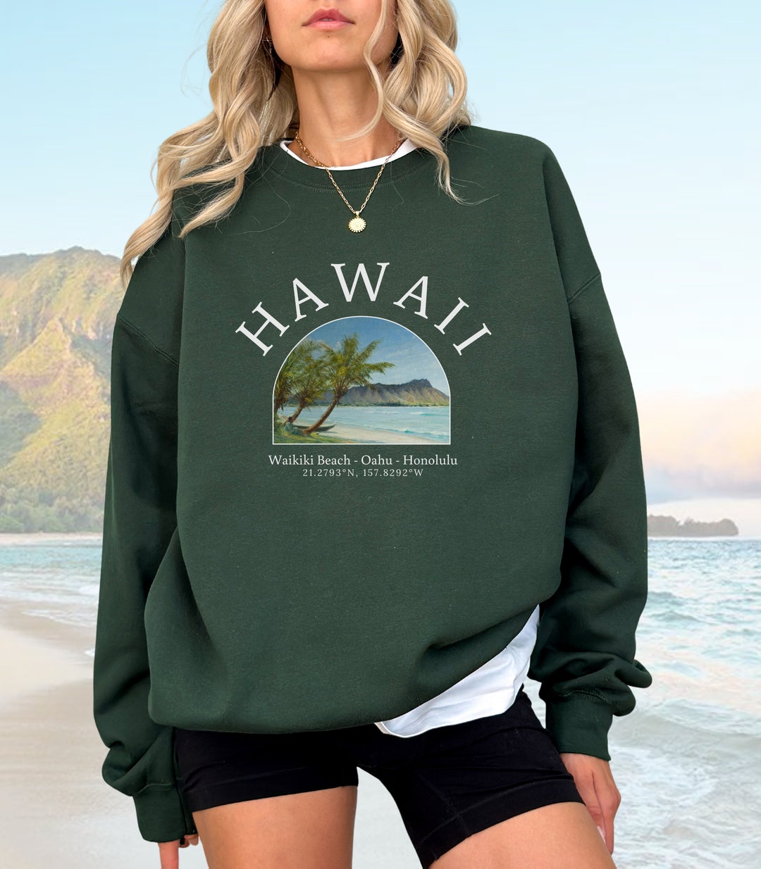 Hawaii Waikiki Beach Sweatshirt, Hawaii Oahu Waikiki, Beach Vibes ...