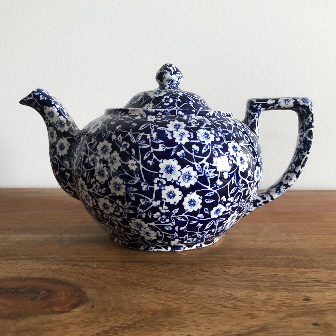 VINTAGE 1980's Calico Burleigh Large Teapot Staffordshire England ...