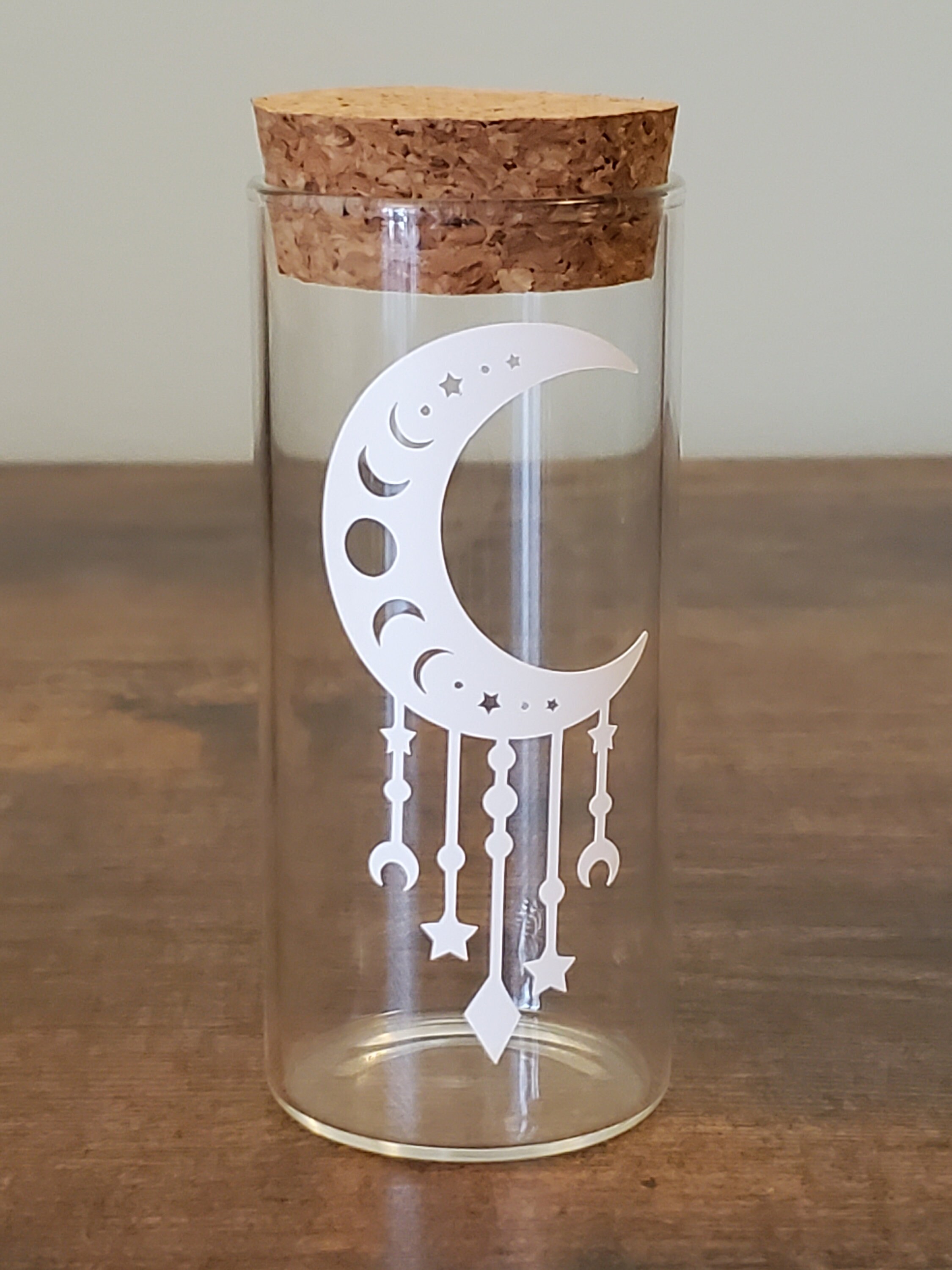 Moon and Crystals Apothecary Jar, Altar Jar, Spell Jar, Tea Jar, Spice ...