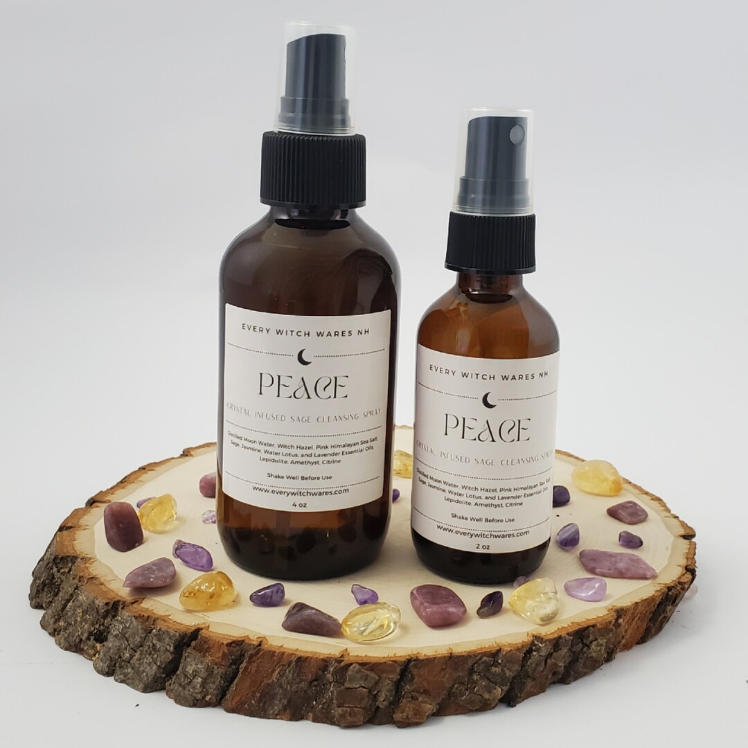 Peace Spray, Crystal Infused Sage Cleansing Spray, Meditation, Yoga ...