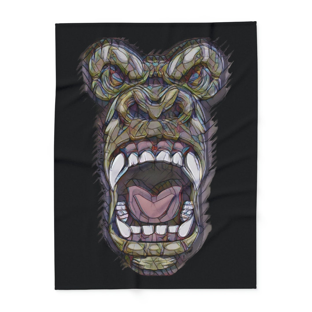 Gorilla Blanket, Fleece Throw, Primal Arctic, Screaming Gorilla ...