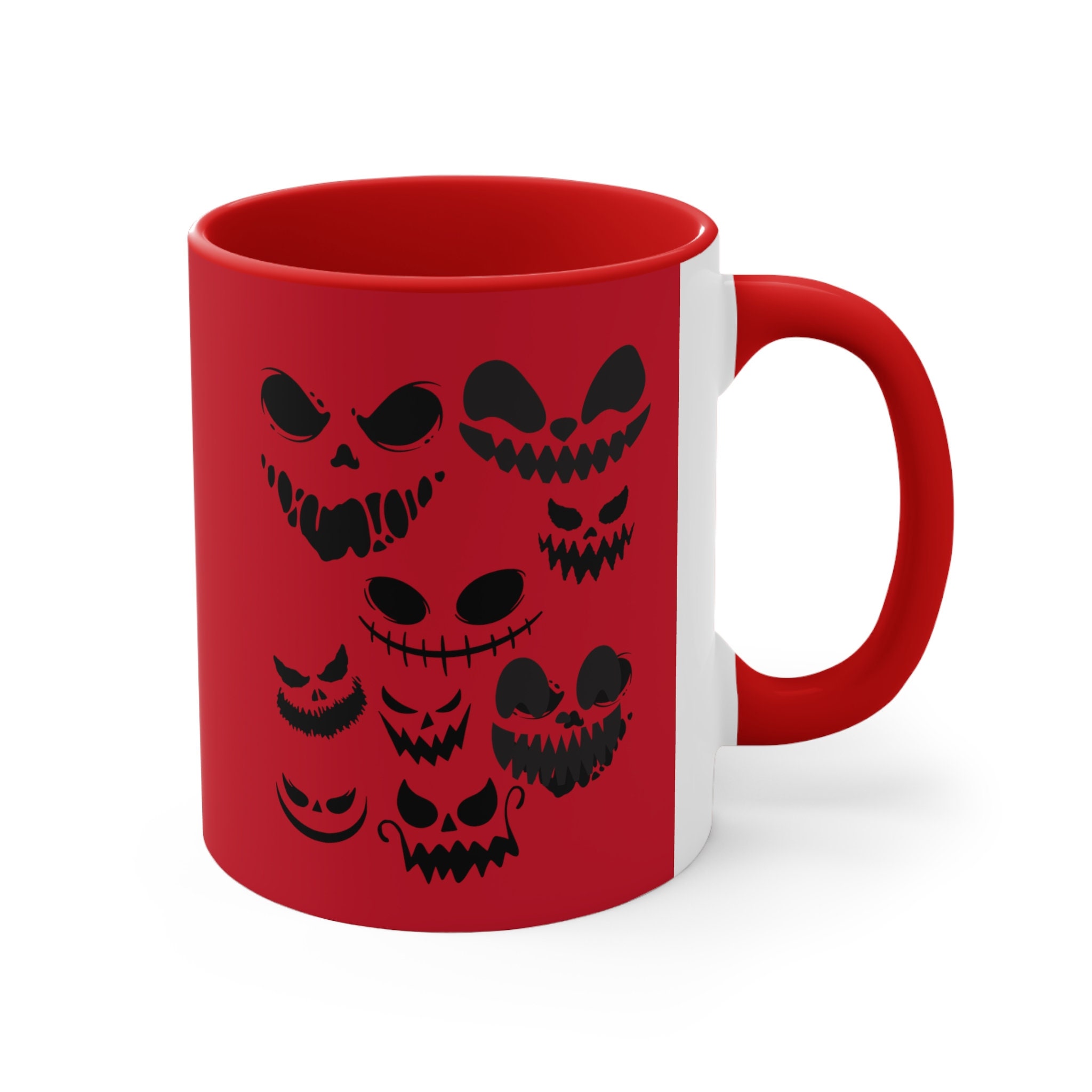 Haunted Expressions: Spooky Faces Halloween Mug, October, Fall ...