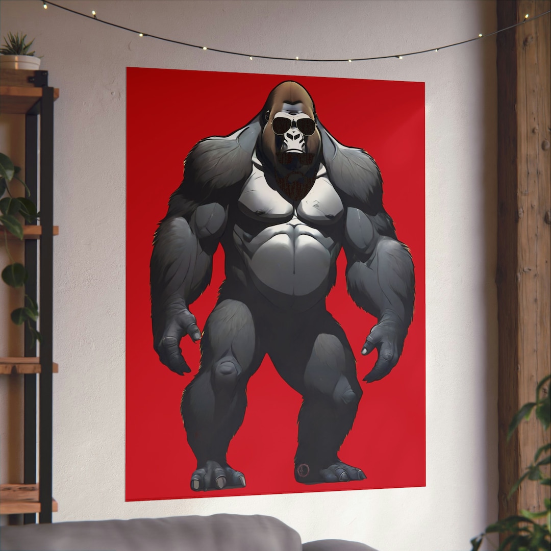 Gorilla in Shades, Wildlife Poster, Jungle Print, Silverback, Alpha ...