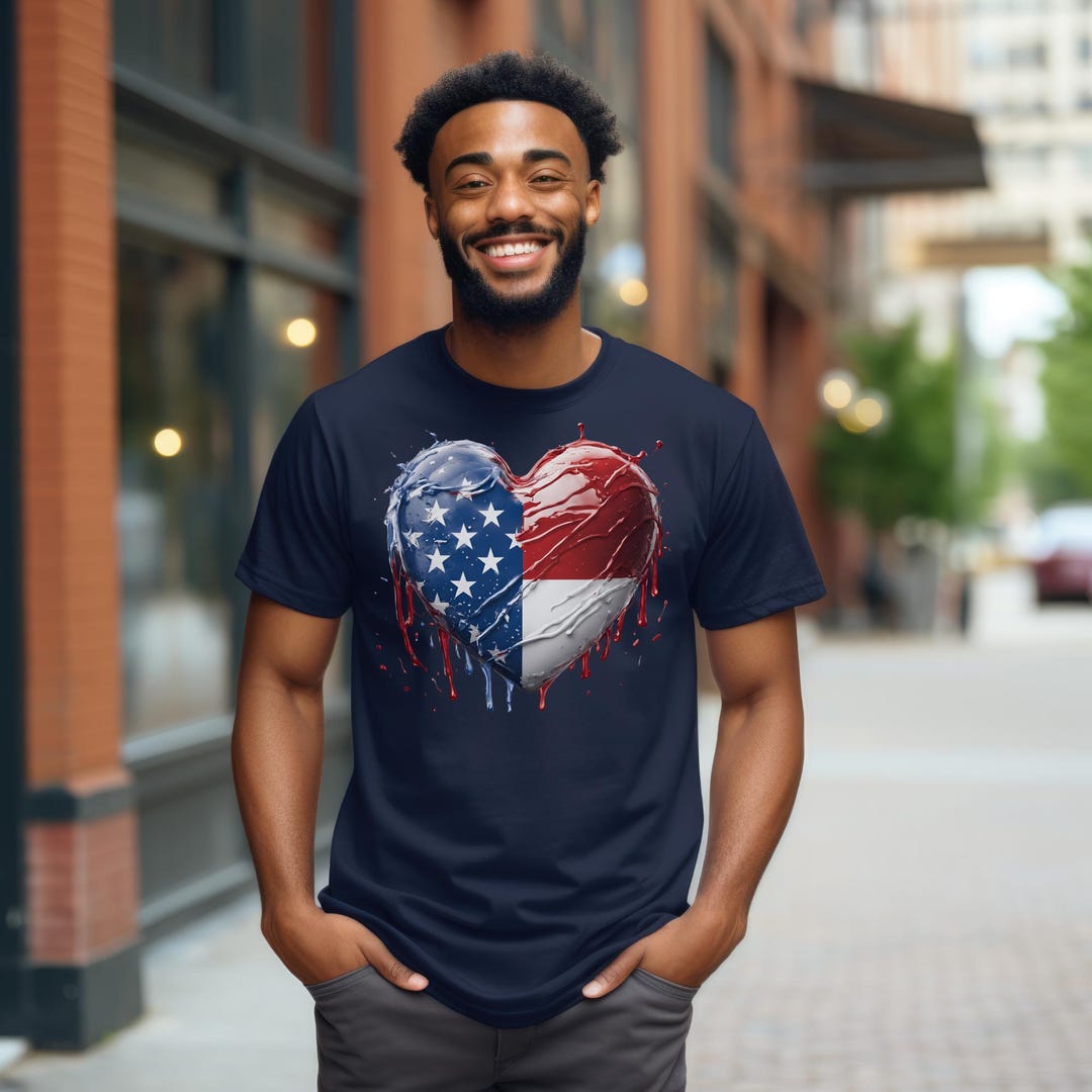 Patriotic Bleeding Heart American Flag T-shirt Americans Bleed Red ...