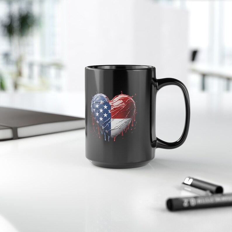 Patriotic Bleeding Heart American Flag Coffee Mug Americans Bleed Red ...