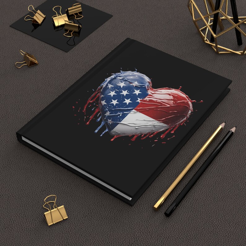 Patriotic Bleeding Heart American Flag Hardcover Journal, Americans ...