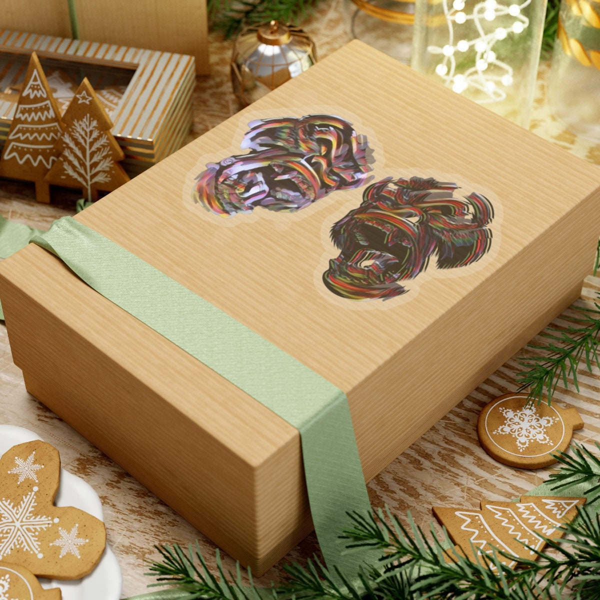 Dueling Gorilla Sticker, Silverback Decal, Ape Artwork, Jungle Sticker ...