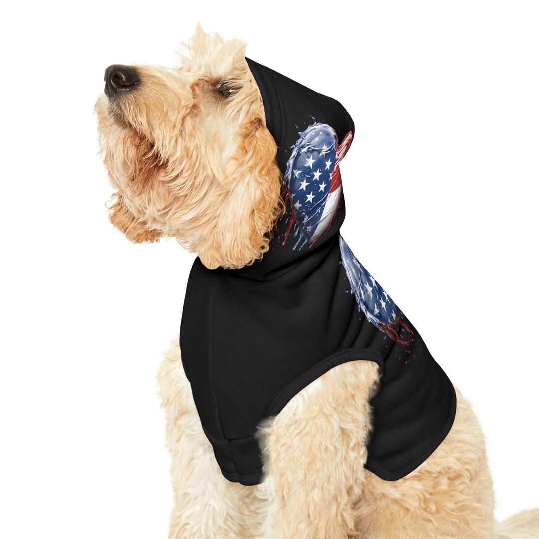Patriotic Bleeding Heart American Flag Pet Hoodie, Americans Bleed Red ...