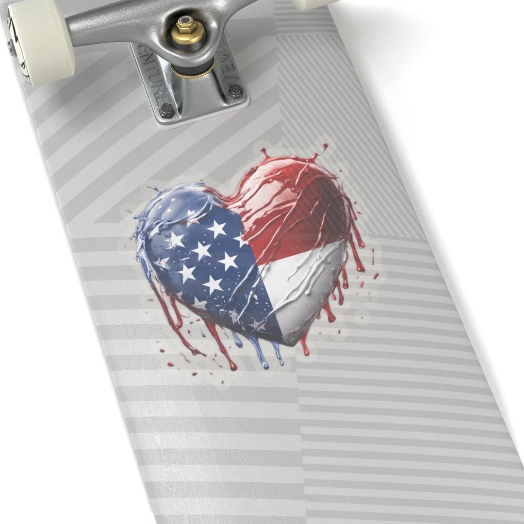 Patriotic Bleeding Heart American Flag Sticker, Americans Bleed Red ...