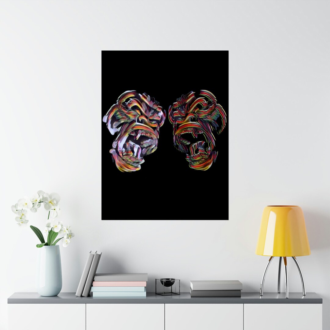 Dueling Gorillas, Fierce Poster, Gorilla Print, Alpha Male Art ...