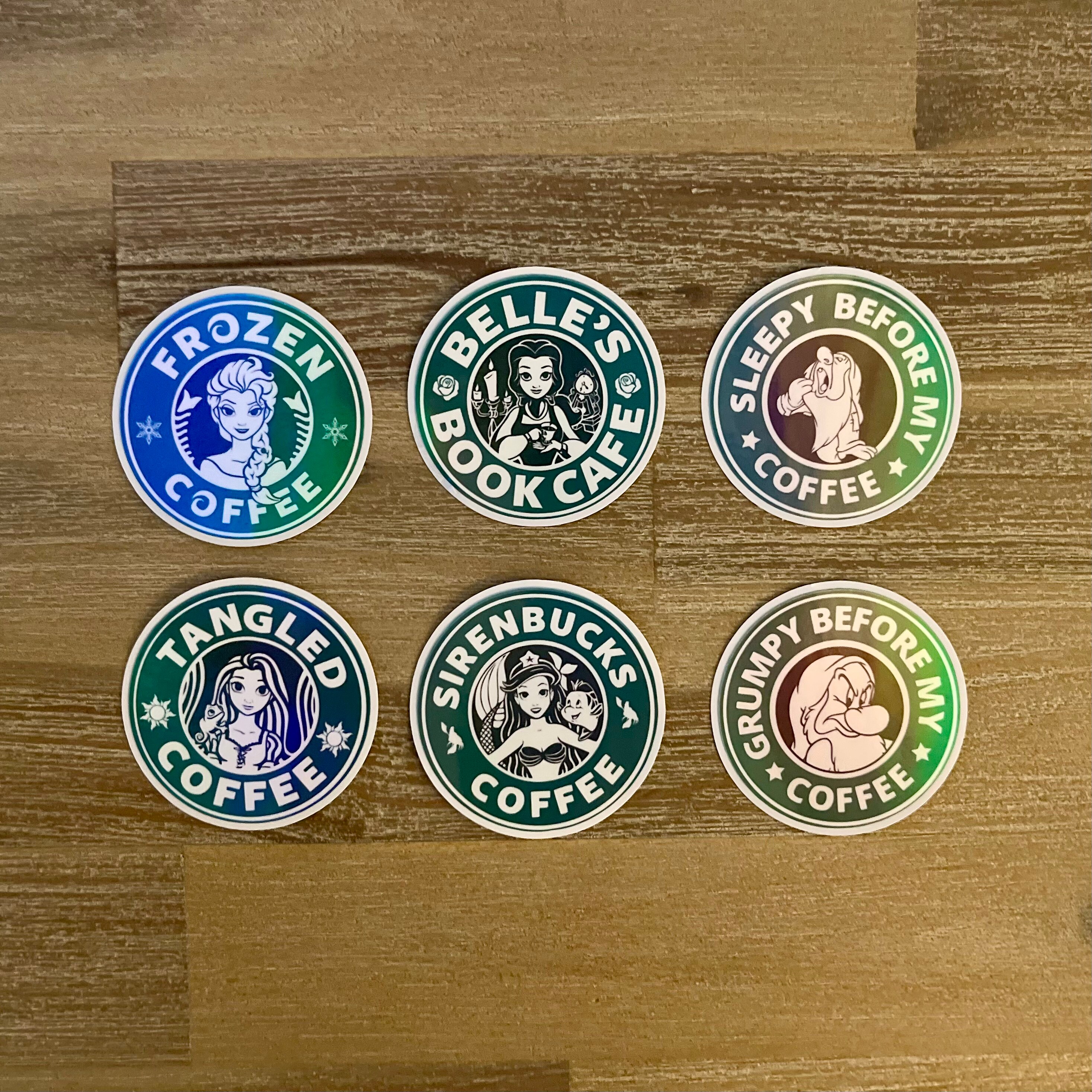 Starbucks Disney Character Coffee Stickers, Waterproof, Holographic ...