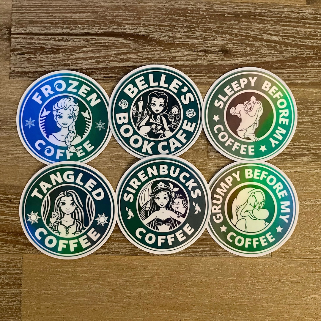 Starbucks Disney Character Coffee Stickers, Waterproof, Holographic ...