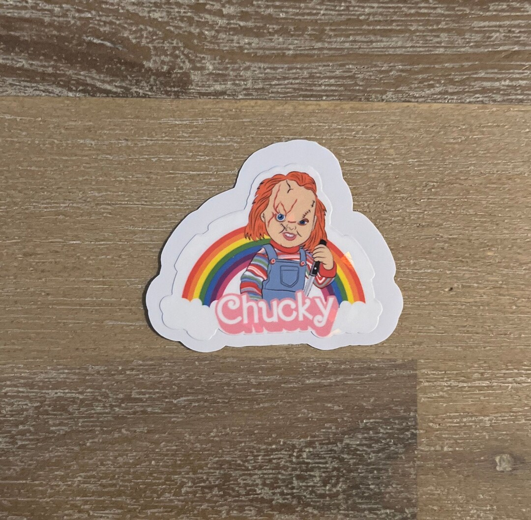 Rainbow Chucky Doll Horror Movie Sticker, Waterproof, Holographic, Kiss ...