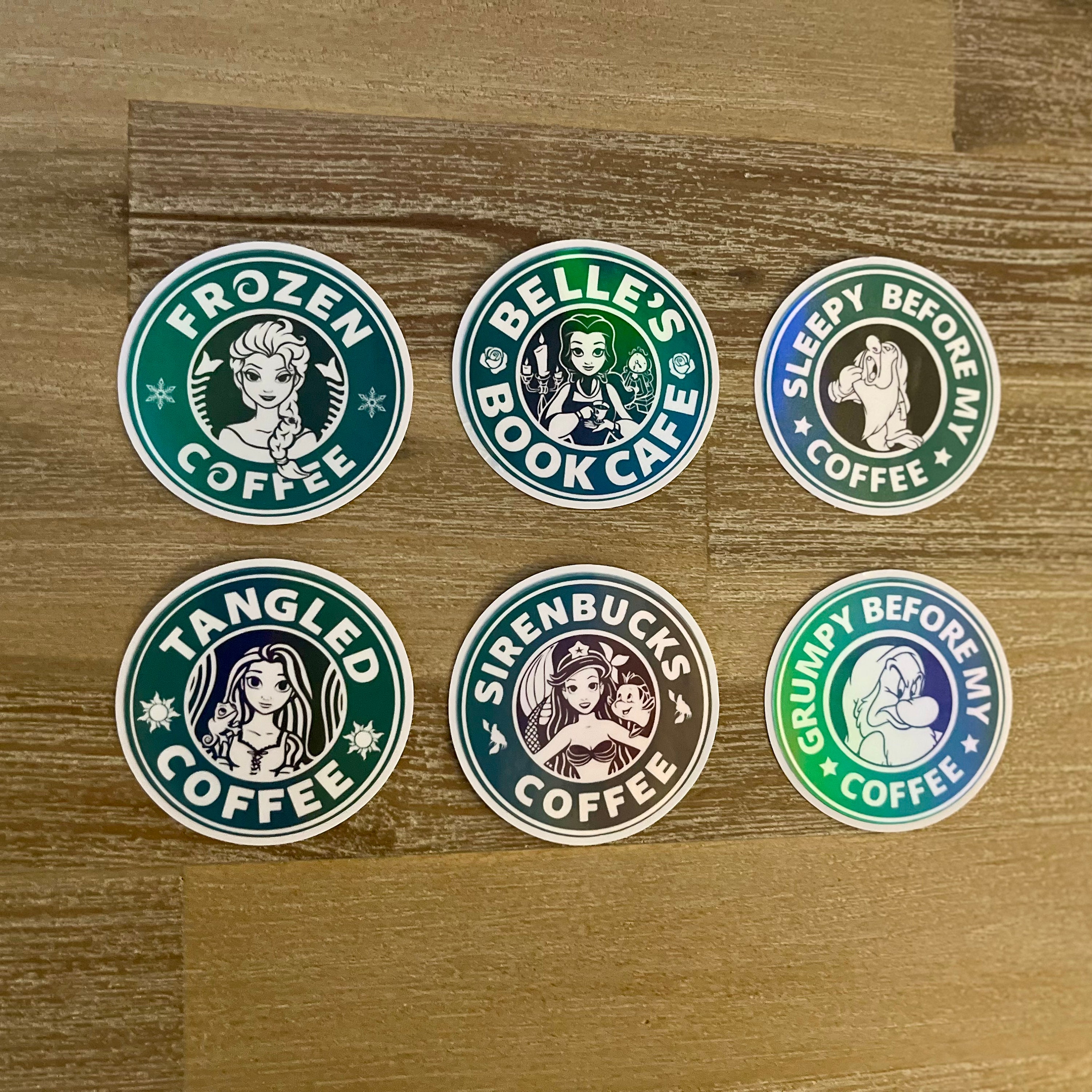 Starbucks Disney Character Coffee Stickers, Waterproof, Holographic ...