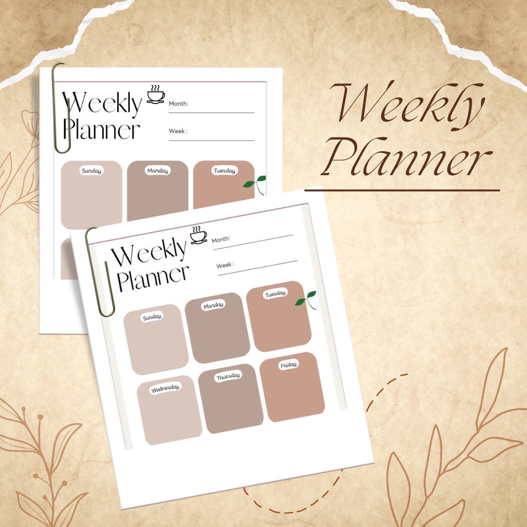 Printable Weekly Planner, Simple Digital Weekly Planner, Pdf A4 Weekly ...