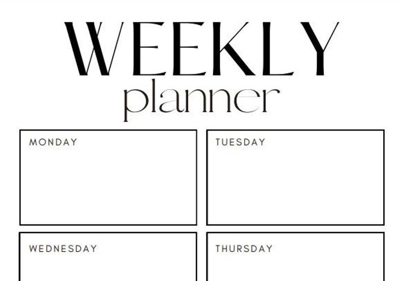 Weekly Planner Printable Minimalist Weekly Schedule Week at - Etsy