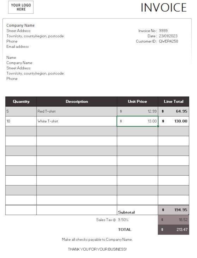 Professional Service Invoice Excel Template, Fully Automated in 3 ...