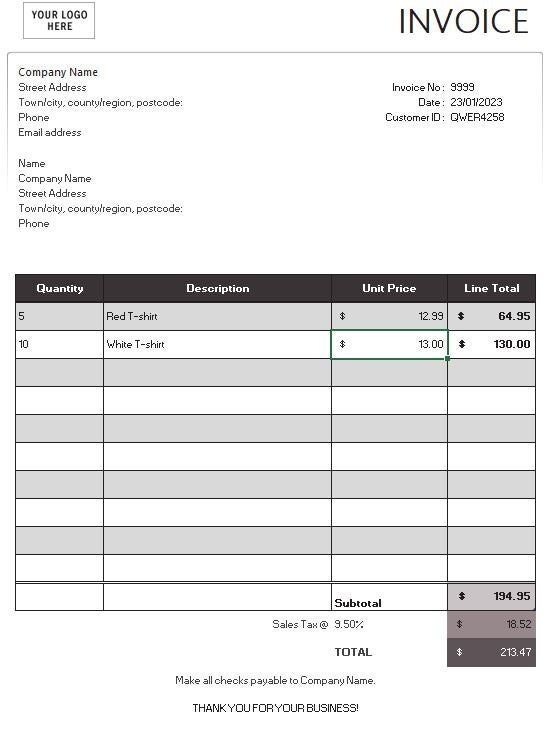 Professional Service Invoice Excel Template, Fully Automated in 3 ...