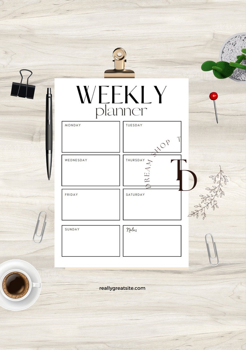 Weekly Planner Printable Minimalist Weekly Schedule Week at - Etsy