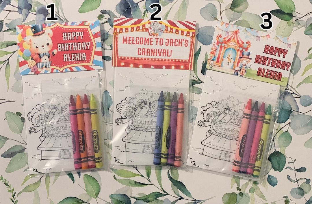 Circus/carnival Themed Mini Coloring Books, Party Favors, Birthday ...