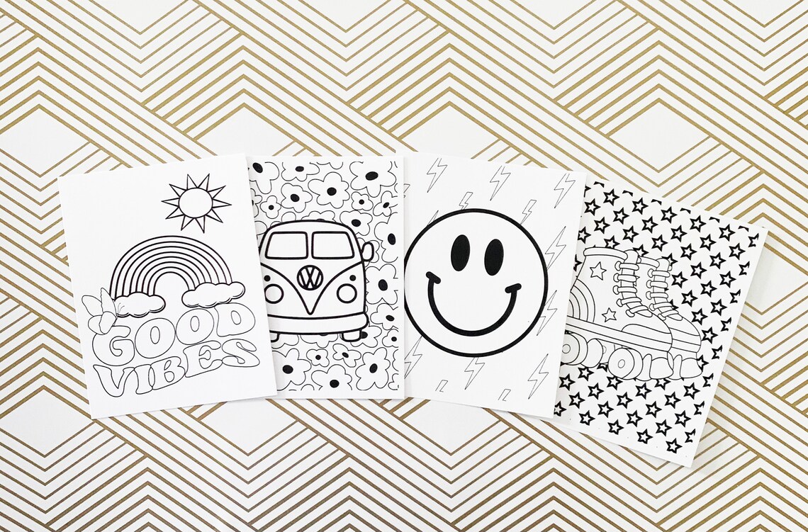 Smiley Face & Groovy Party Mini Coloring Books Party Favors - Etsy