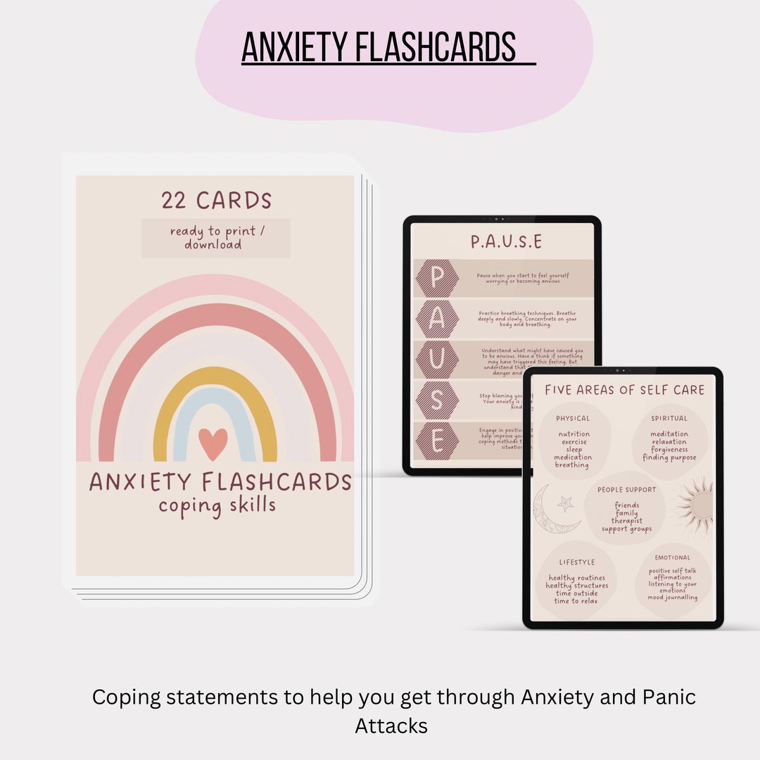 Anxiety Coping Skill Flashcard Templates, Anxiety Coping Skill Cards ...