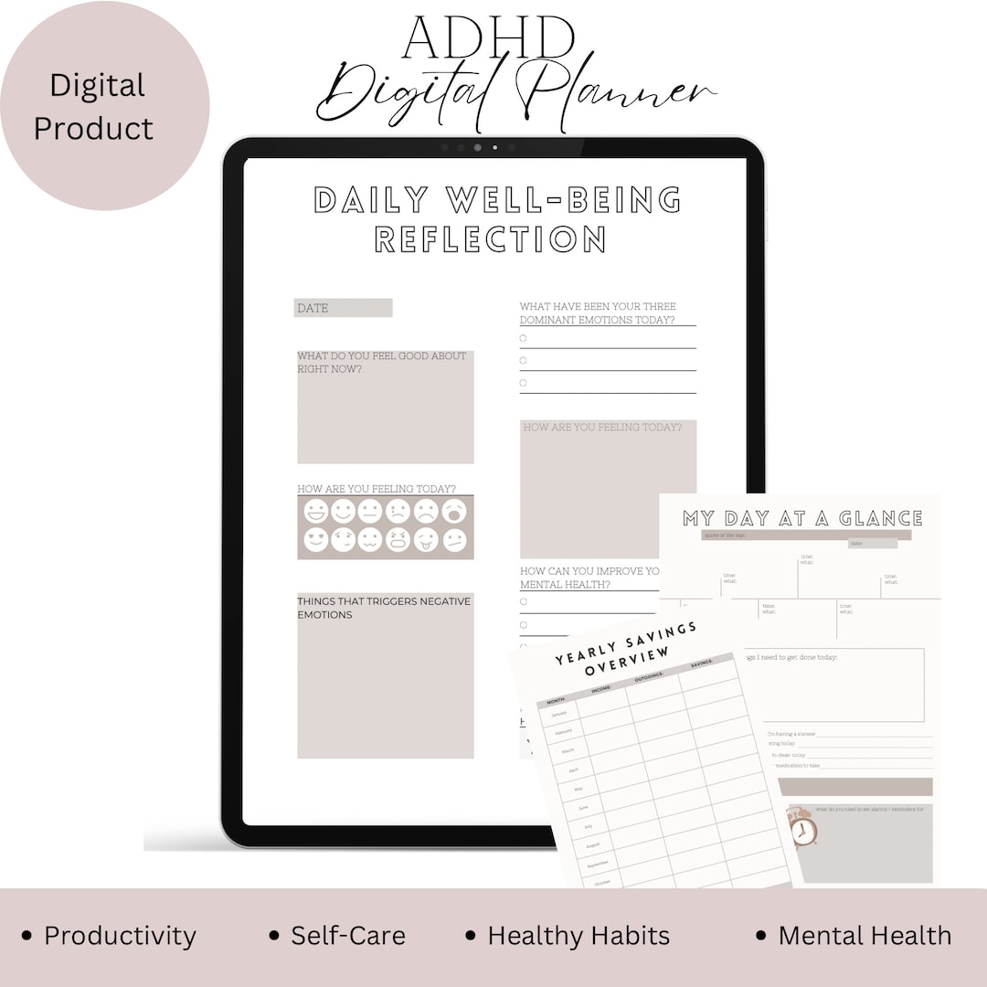 Minimalist ADHD Planner, Suitable for Any Age, ADHD Organiser, PLR ...