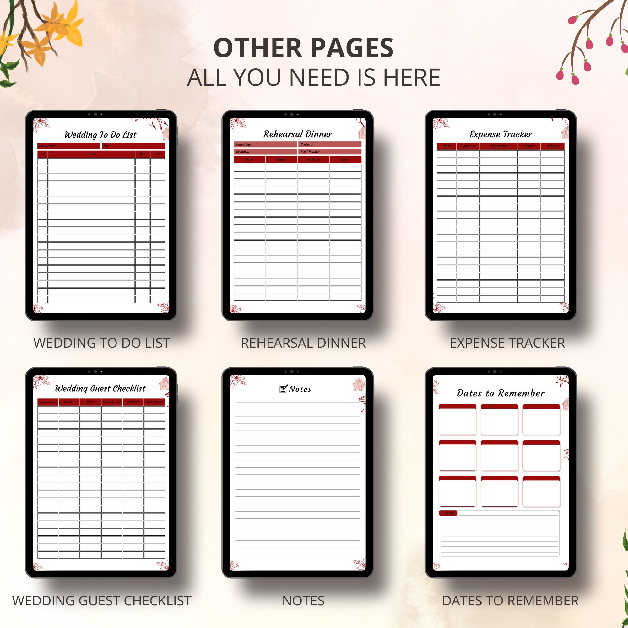 GOODNOTES Wedding Planner, Digital Wedding Template , Checklist ...
