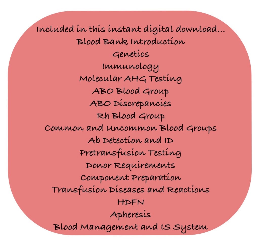 Medical Laboratory Science Blood Bank Digital Notes - Etsy