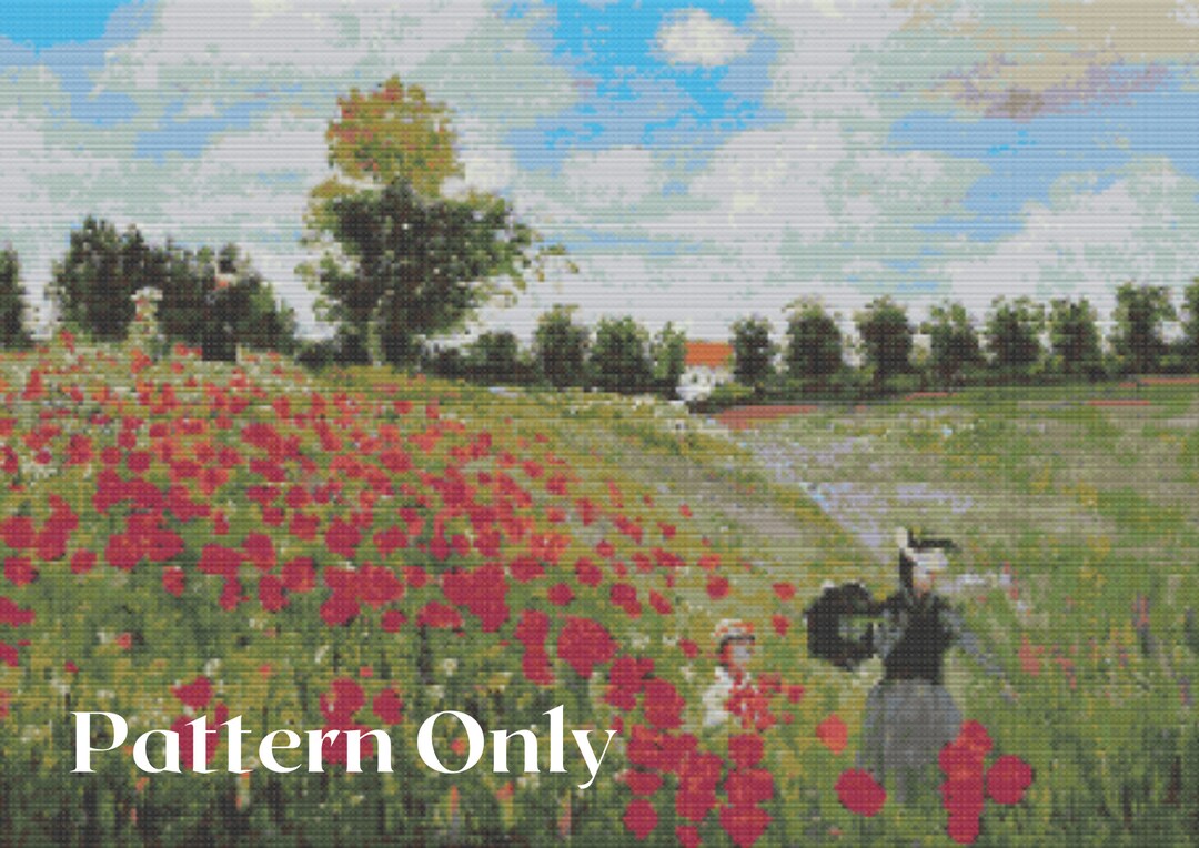 Claude Monet Poppy Field Cross Stitch Pattern - Etsy