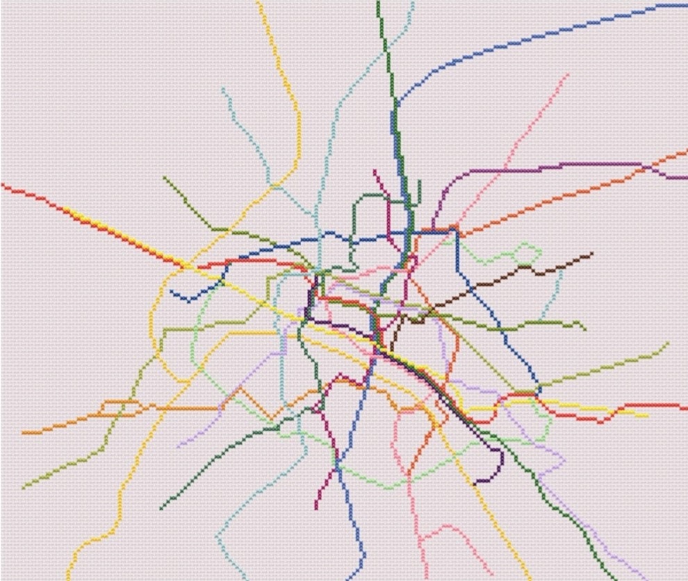 Paris Metro Map Cross-stitch Pattern - Etsy