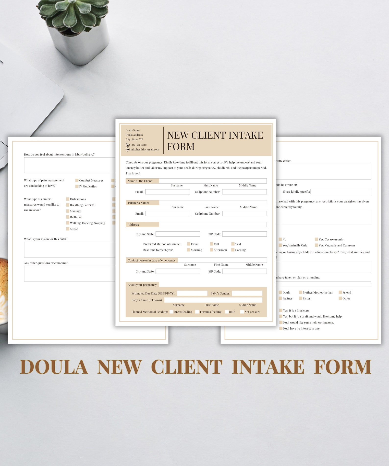 Doula Intake Form, New Client Intake Form, Doula Handouts, New Client ...