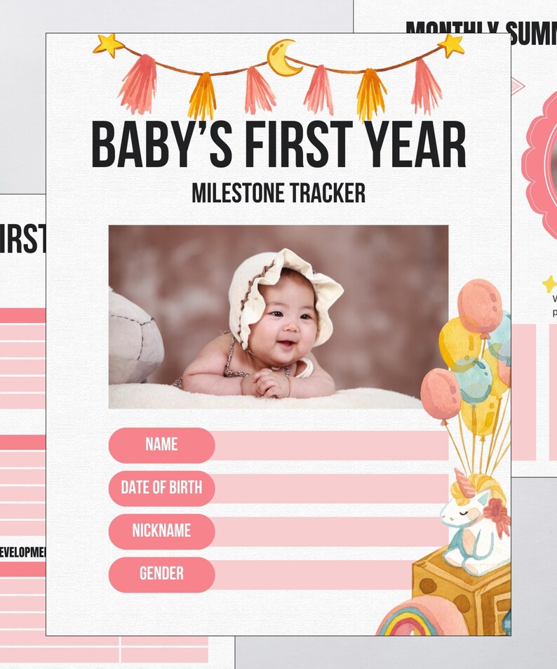 Baby Milestone Tracker, Milestone Tracker Template, Baby Progress ...