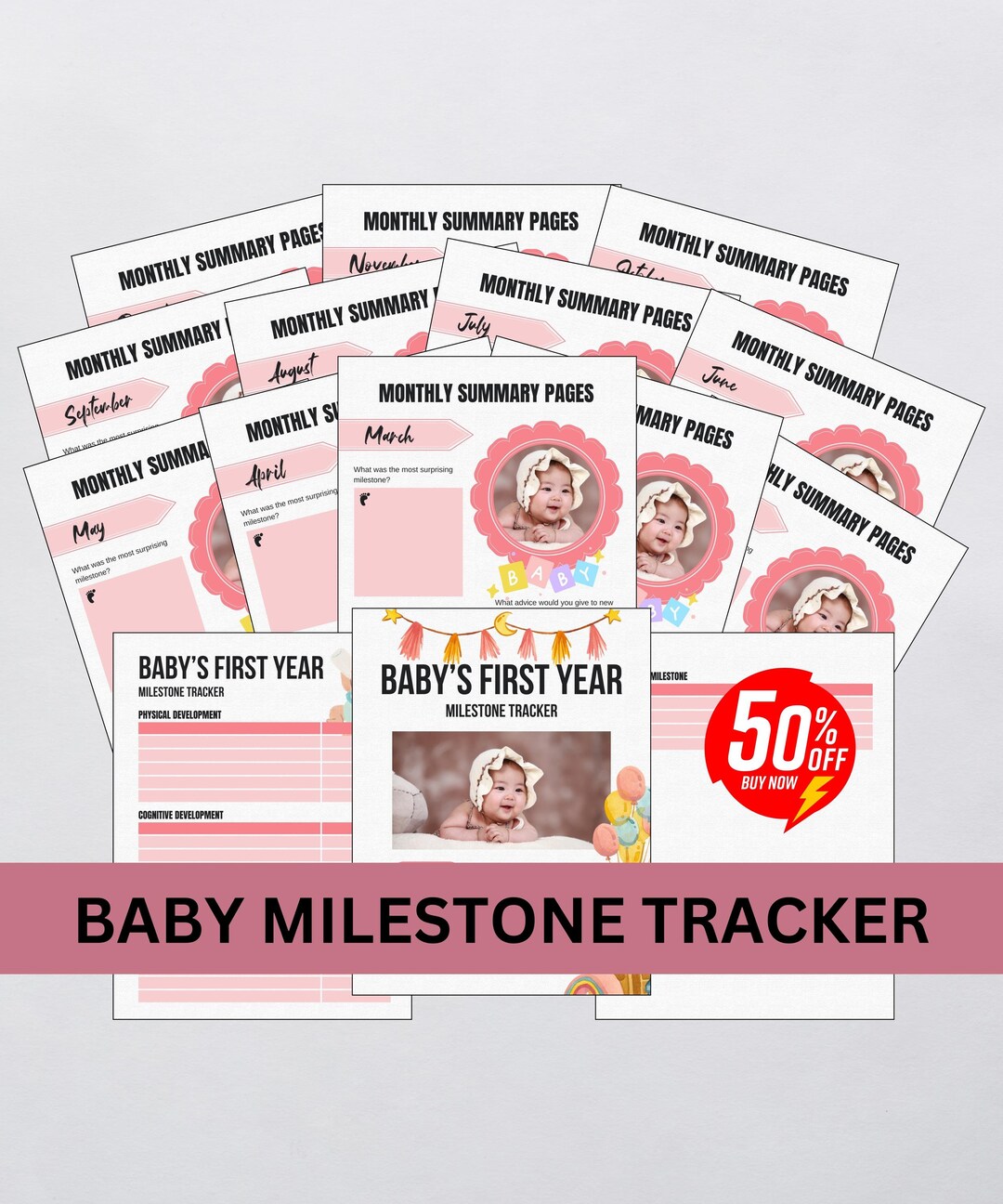 Baby Milestone Tracker, Milestone Tracker Template, Baby Progress ...
