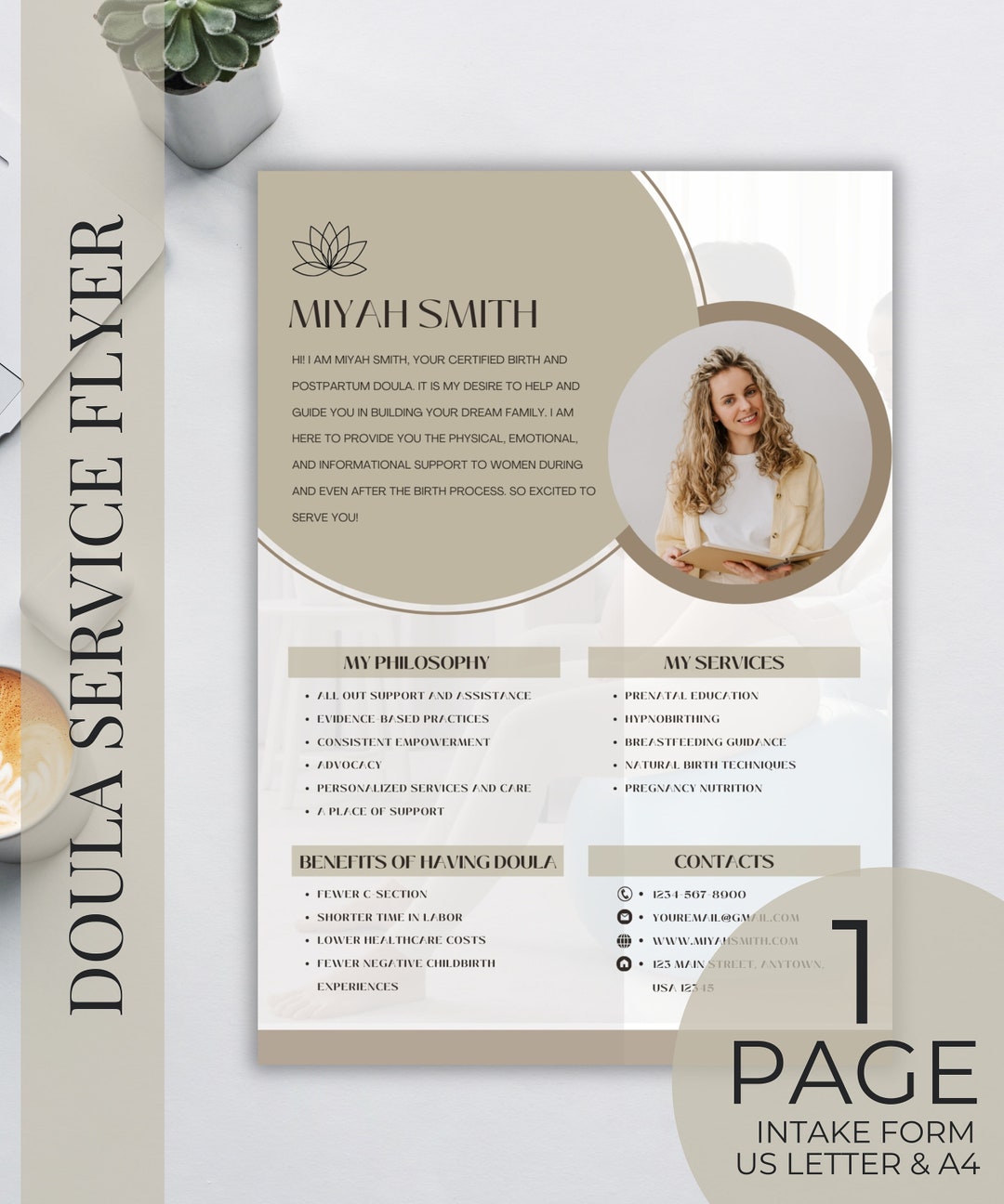 Doula Flyer Template, Birth Doula Brochures, Canva Editable Doula ...