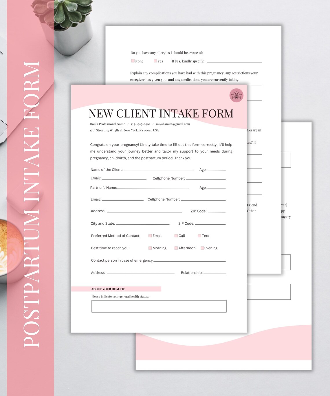 Minimalist Doula Forms, Doula Business Bundle, Client Intake Form ...