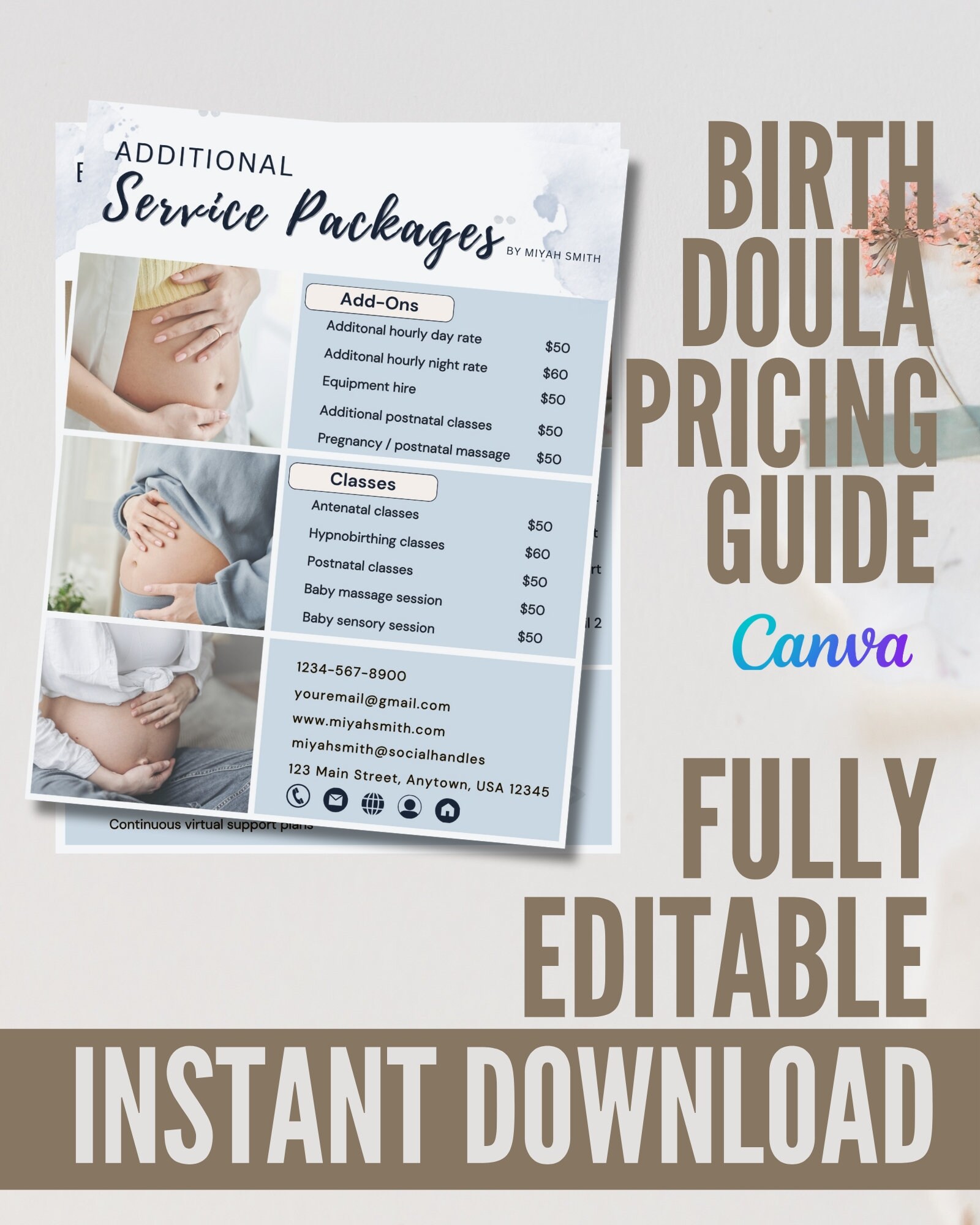 Editable Price List, Pricelist Template, Pricing Guide, Digital Price ...