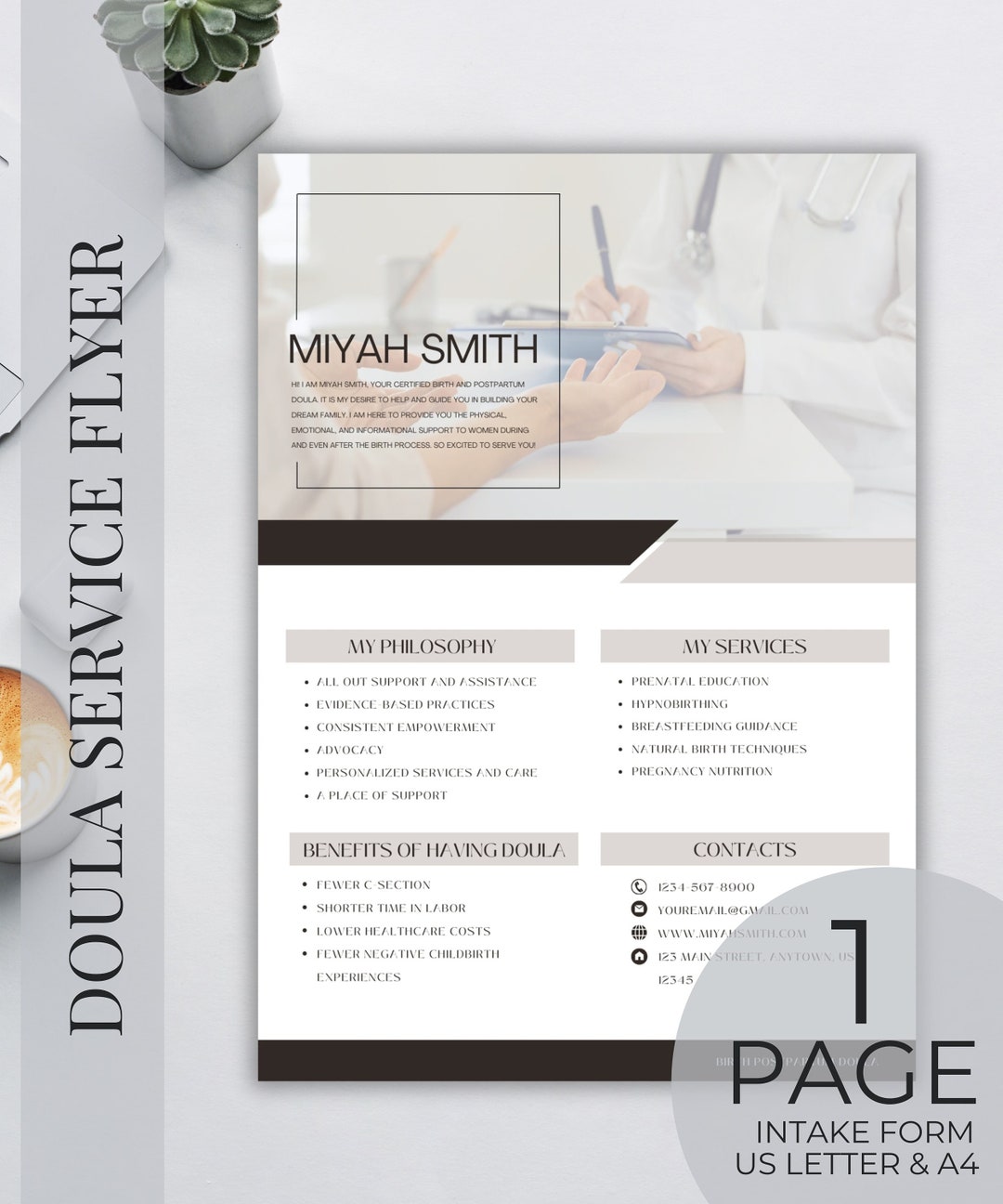 Doula Flyer Template, Birth Doula Brochures, Canva Editable Doula ...