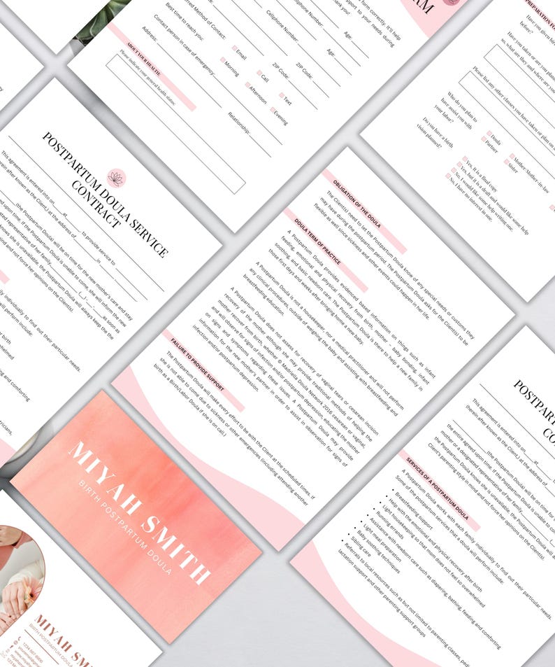 Minimalist Doula Forms, Doula Business Bundle, Client Intake Form ...